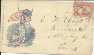 US CIVIL WAR PATRIOTIC-S.C.Rickards "Liberty,Flag & Shield" Sc#65 ...