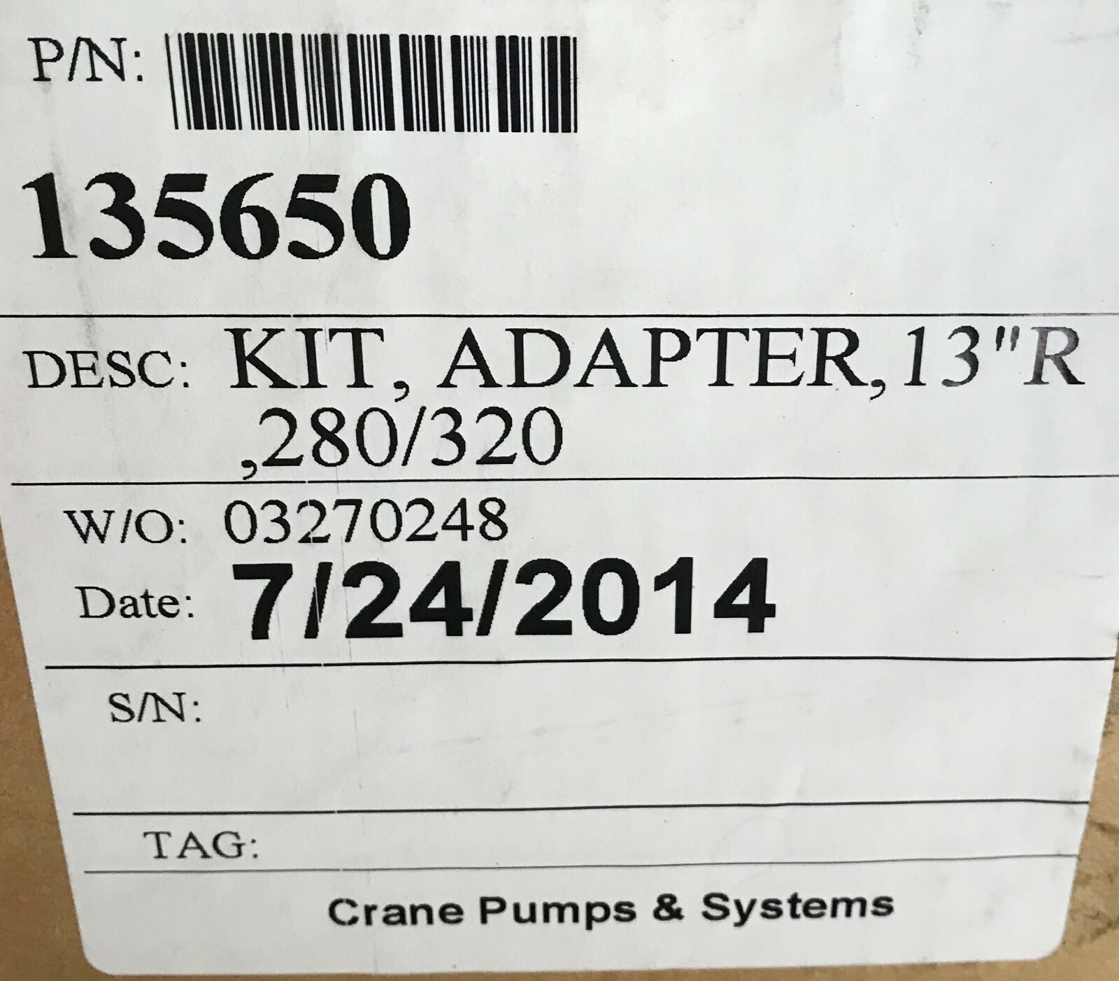 CRANE WEINMAN PUMP ADAPTER KIT 13R 280/320 | eBay