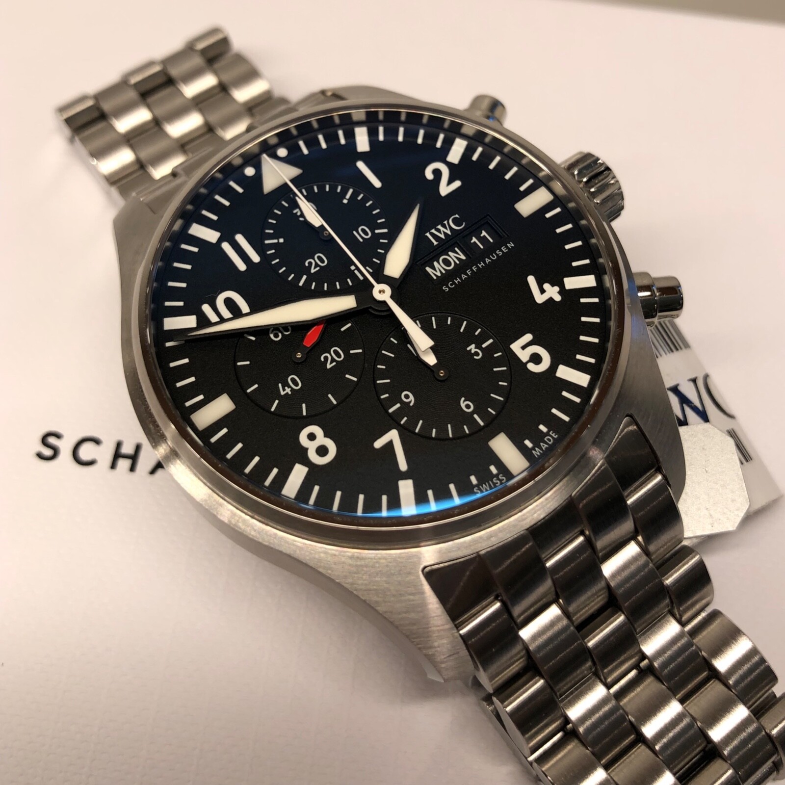 IWC Pilot IW377710 Automatic Chronograph Black Mens Watch Box Papers ...