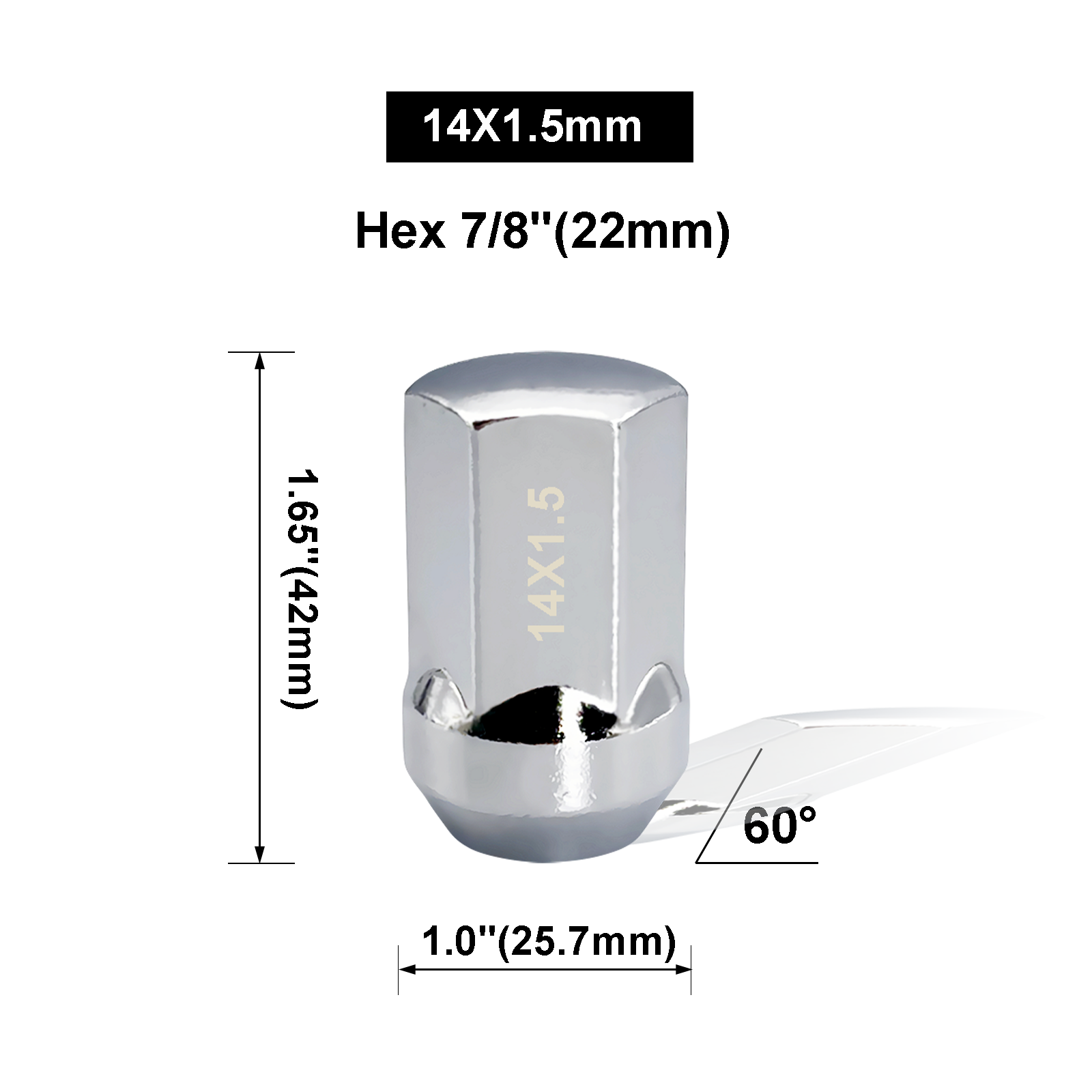 Set of 24 pcs M14x1.5 Lug Nuts Compatible with GM 9596070 Chrome Wheel ...