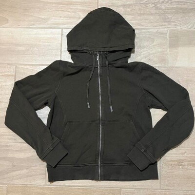Lululemon Press Pause Jacket Olive Full Zip Hooded Jacket Terry Sz 12 ...