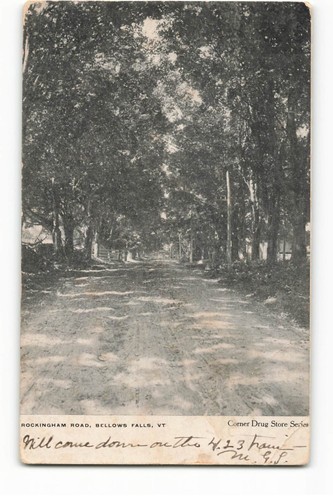 Postcard Rockingham Road, Bellows Falls, VT - Corner Drug Store Series ...