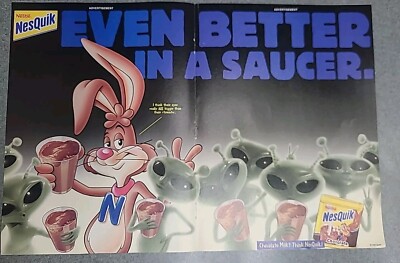 Nesquik Chocolate Milk Aliens Print Ad 1999 16x11 Wall Art Decor | eBay UK
