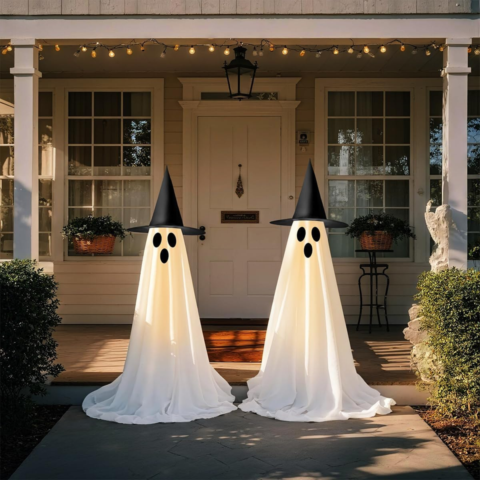 2 Packs Halloween Decorations Outdoor, 5 FT Ghost Decor with Remote ...