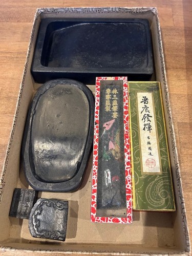 Ink Stone Set Ink Stick Vintage Suzuri Sumi Grinder Calligraphy Shodo ...