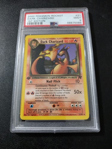 2000 POKEMON ROCKET 1ST EDITION #21 DARK CHARIZARD PSA 9 MINT NON HOLO ...