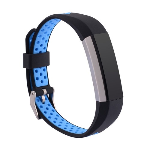 Two-Tone Silicone Strap for Fitbit Alta/Alta HR - Black/Blue | eBay