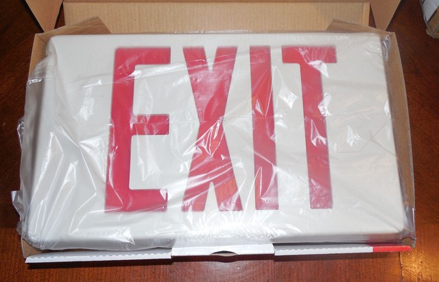 X2 NAVILITE Emergency Exit Sign LED Battery Back up White W Red Letter ...