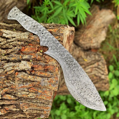 FULL TANG DAMASCUS STEEL HUNTING TRACKER SURVIVAL KUKRI BLANK BLADE ...
