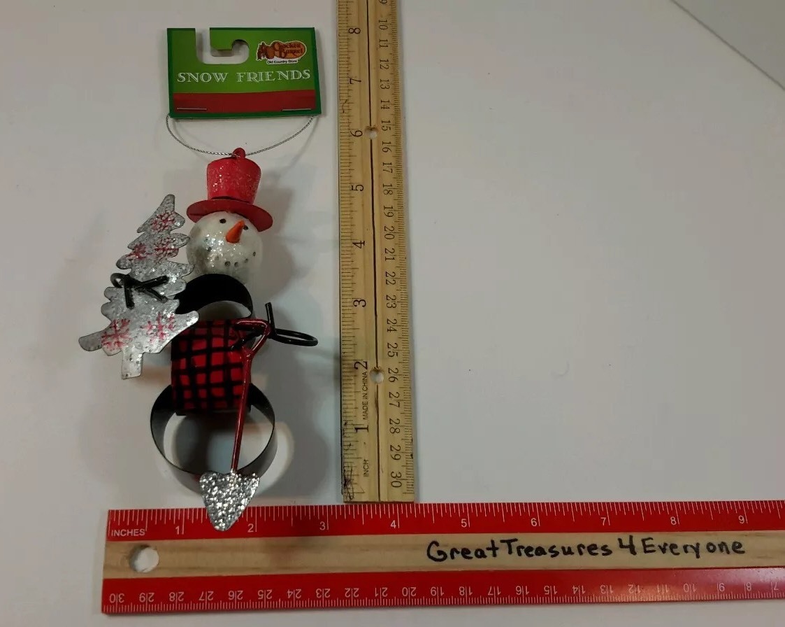 Cracker Barrel Snow Friends Snowman Metal Glitter Snowflake Ornament | eBay