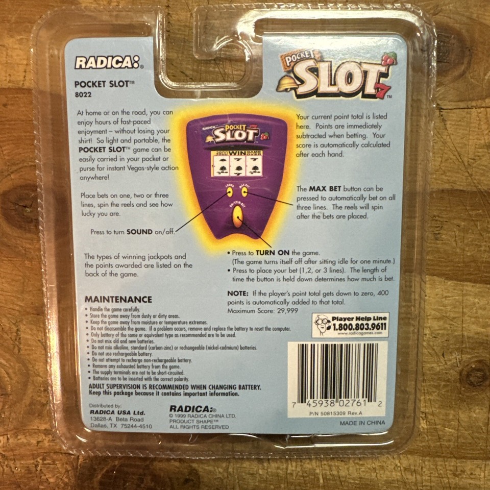 Vintage Radica Pocket Slot Electronic Handheld Portable Game 1999 BRAND ...
