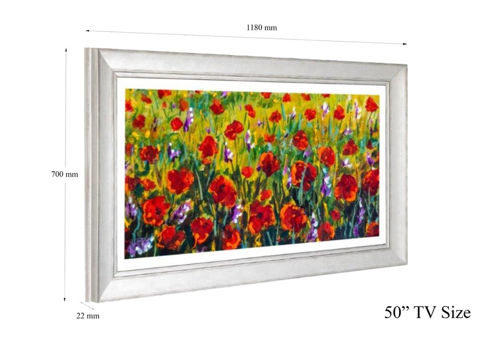 32"-65" Silver Slim Wooden Bezel TV Frame for Samsung Frame TV 2021 ...