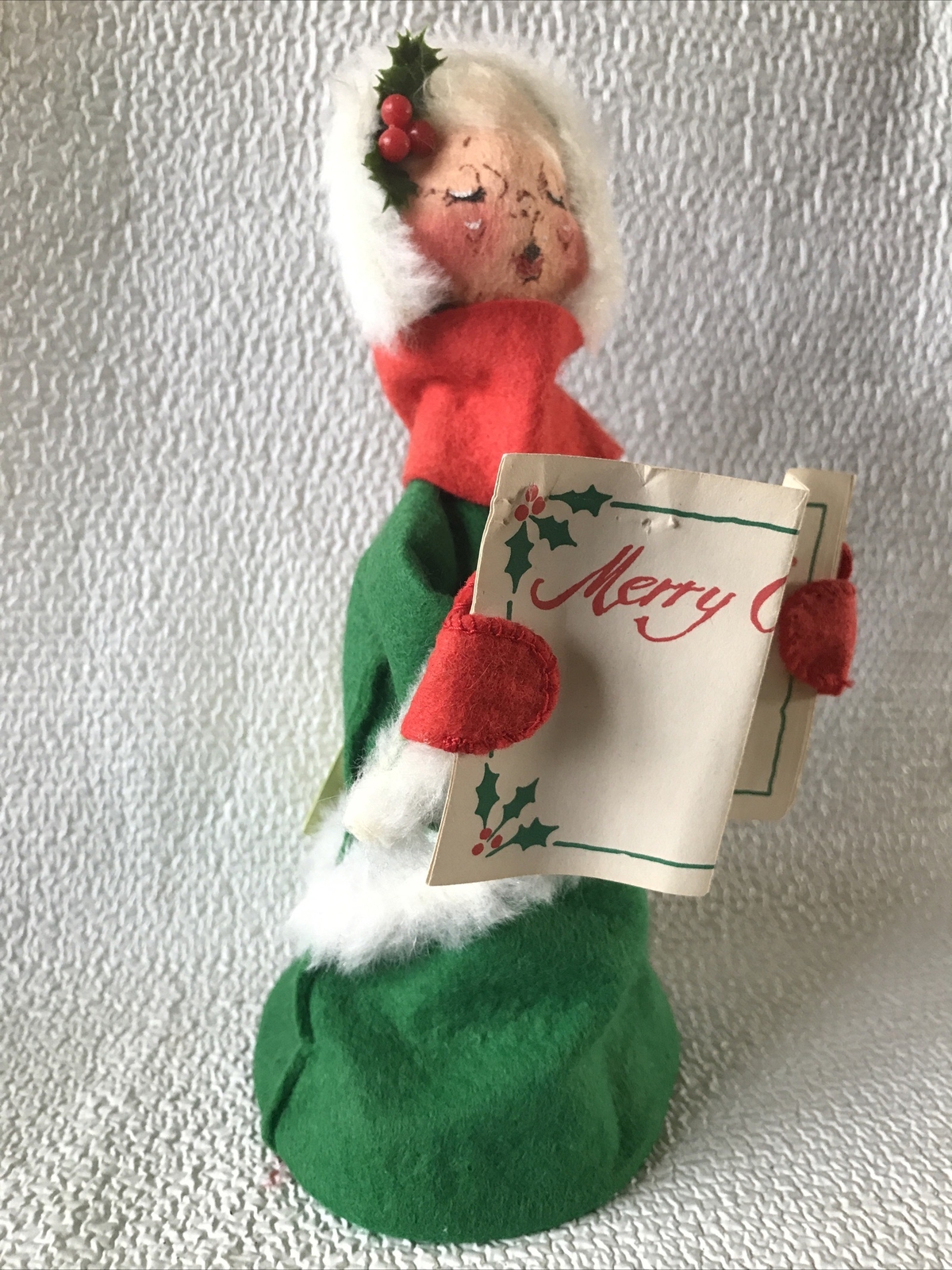 1974 Annalee Christmas Tree Topper Caroler Woman 8” Poseable Figure ...