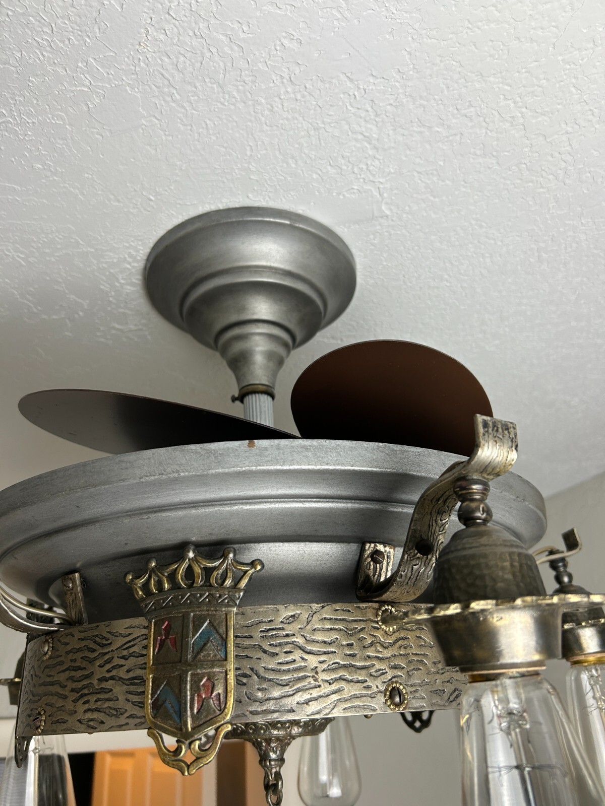 LeVelle fan Lite 1920s Mid-West Lighting Co. antique ceiling fandelier ...