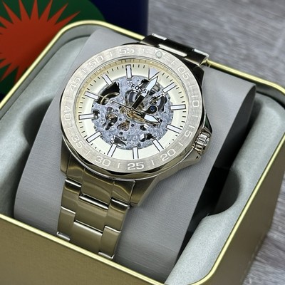 NEW AUTOMATIC Fossil Bannon Gold Steel Skeleton Men's Watch BQ2680 | eBay