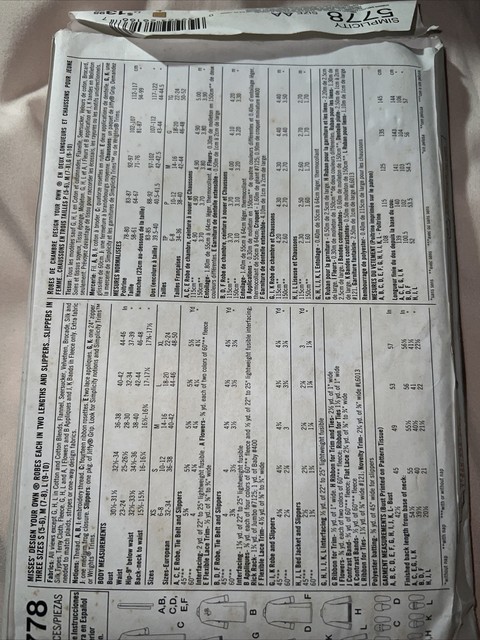 Simplicity 5778 Misses Design Your Own Robe and Slippers Sewing Pattern ...