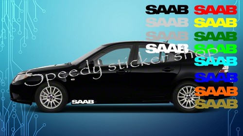 For SAAB CAR auto SIDE decals x2 stickers graphics text logo 30CM X 6 ...