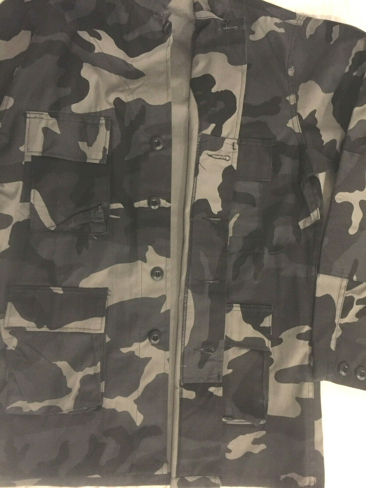 BDU WOODLAND GRAY & BLACK CAMOUFLAGE JACKET EXTRA SMALL BLACK NIGHT OPS ...