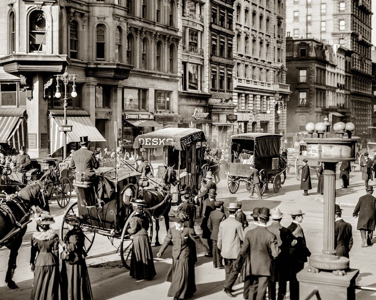 1908 NEW YORK Fifth Avenue and 42nd Street Cityscape Poster Photo 13x19 ...