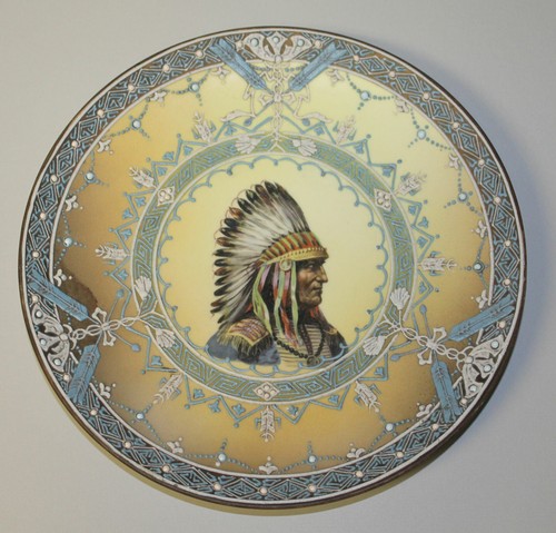 Nippon Porcelain Plate Moriage Indian Native American Plaque Chief ...