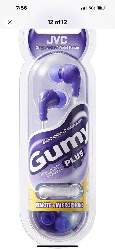 Gumy Plus Earbuds By JVC, Plum Violet Color, HA-FX7M-V Model, New ...