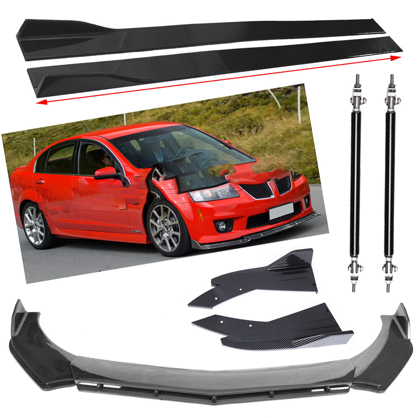 Carbon Fiber For Pontiac G8 GTO Front Bumper Lip Splitters Side Skirt ...