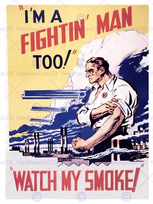 PROPAGANDA WAR WWII USA FACTORY GUN FIGHT FINE ART PRINT POSTER BB8273B ...