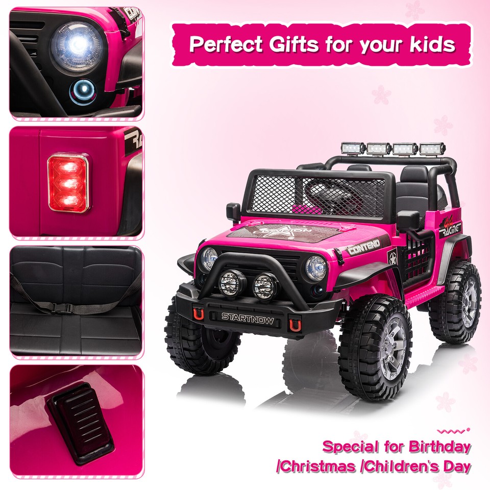 12V Kids Ride On Car Toy Jeep 2 Seater Kids Electric Car Toy w/Remote ...