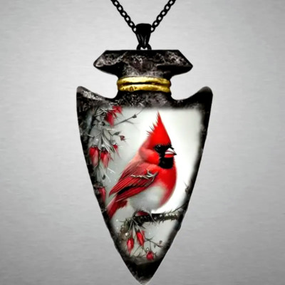 Fashion Cardinal Red Bird Geometric Triangle Necklace Pendant Hip Hop ...
