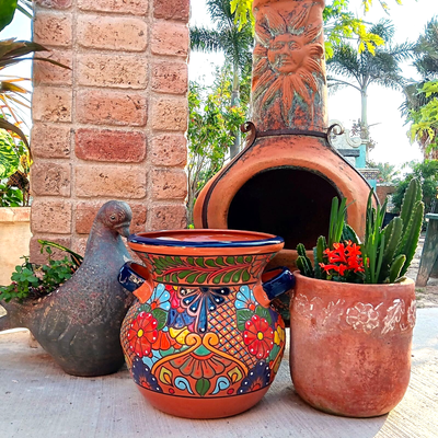 Extra Large Mexican Pottery Large Collection Of Hand Painted Mexican