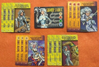 Marvel OVERPOWER Silver Sable LOT (13) IQ hero 12 sp Battle Plans ...