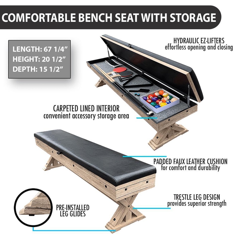 3 in 1 Rustic Oak Game Table - Pool Table w Dining Table Top + Ping ...