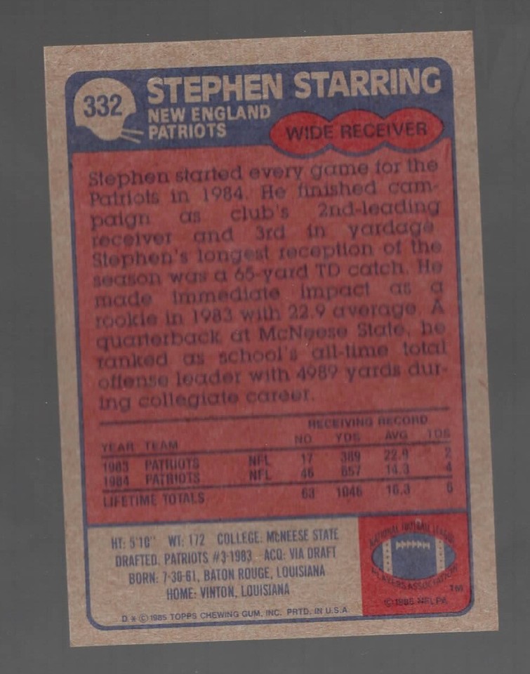 1985 Topps #332 Stephen Starring Excellent | eBay