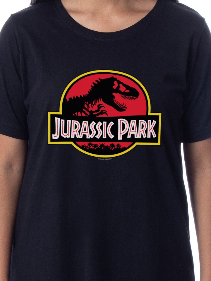 Jurassic Park Womens' Dinosaur Film Logo Nightgown Sleep Pajama Shirt ...