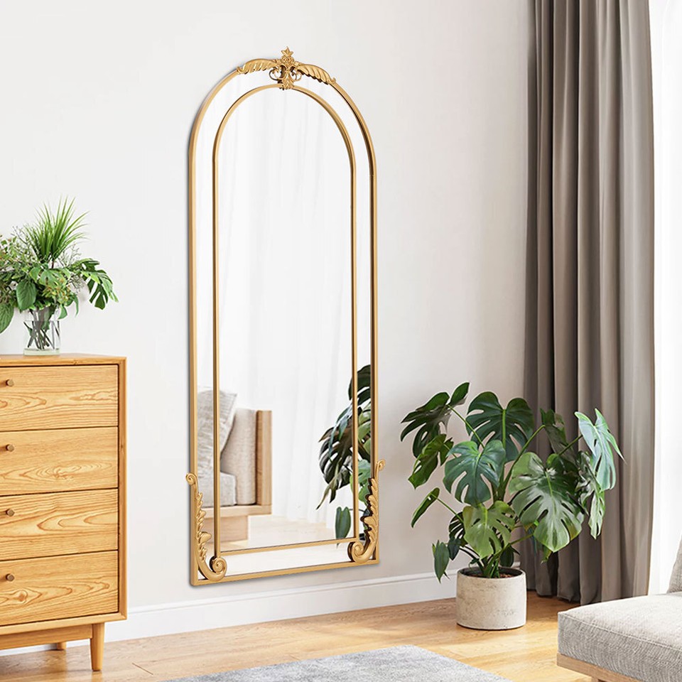 Large Gold Full Length Antique Leaner Mirror Double Frame Wall Mirror ...