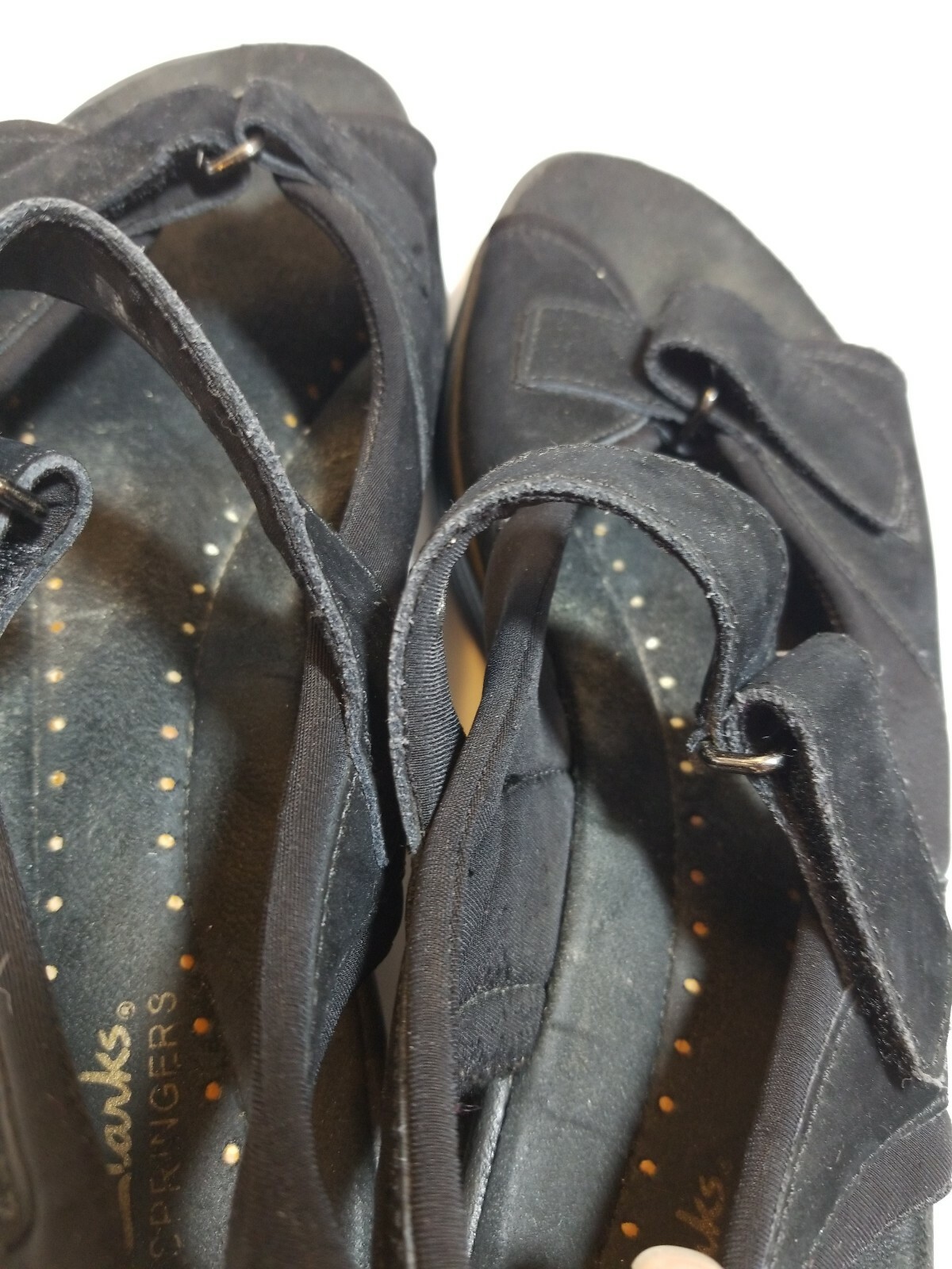 Clarks Springers Women's Black Suede Leather Ankle Strap Sandals Sz 9M ...