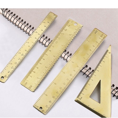 Stationery Brass Straight Ruler Metal Triangle Ruler Protractor For ...