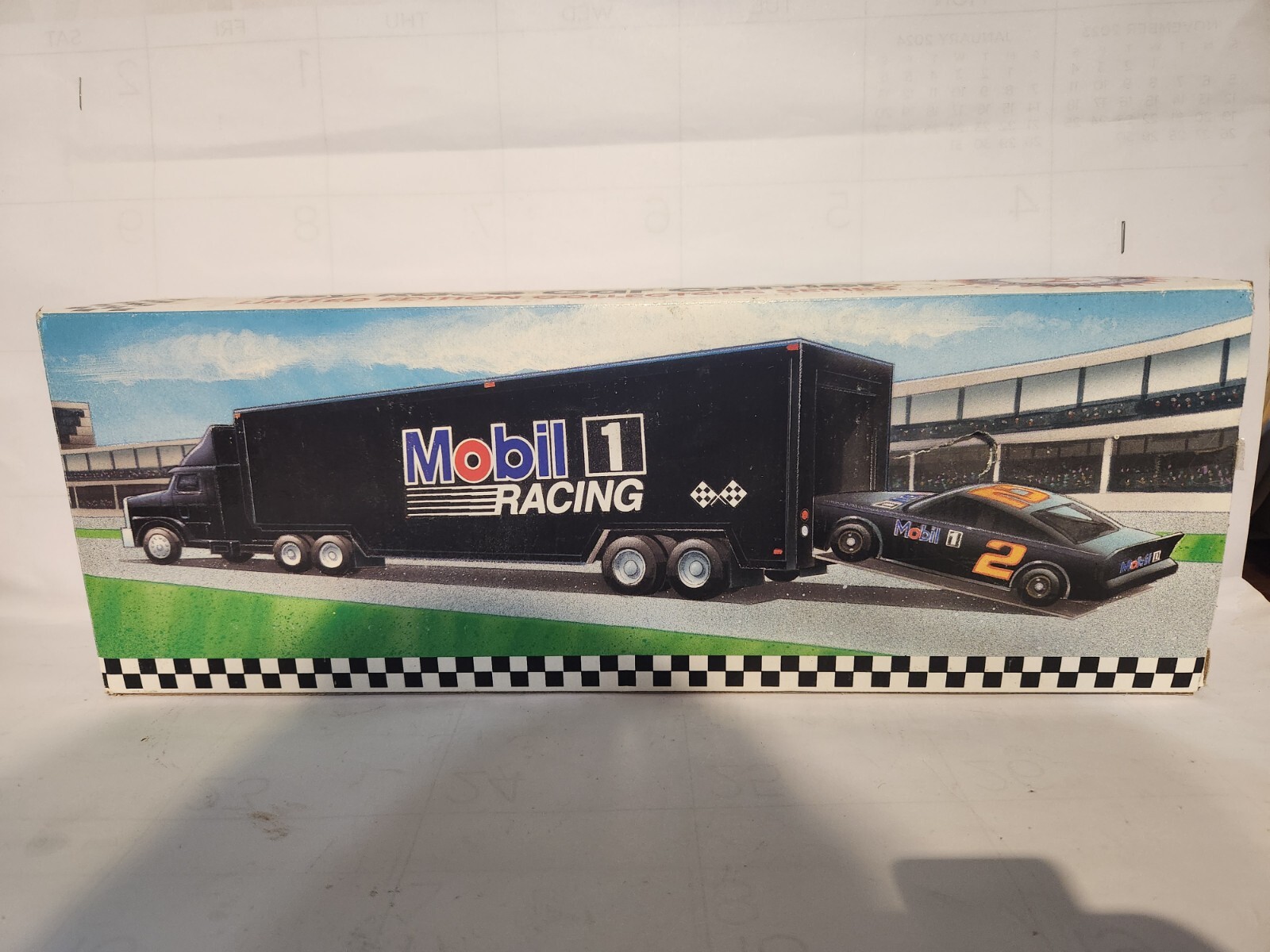 1994 Mobile 1 Racing Toy, Semi Truck with Race Car, Carrier Transporter ...