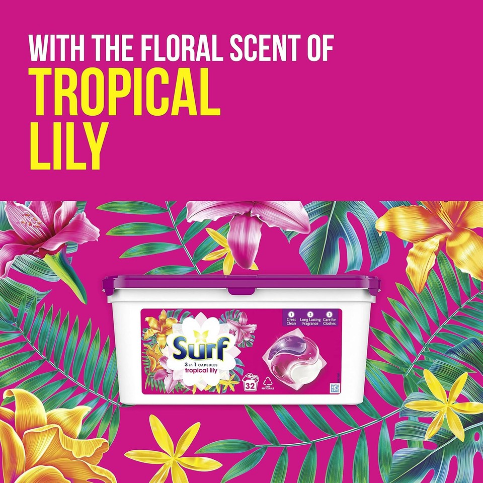 Surf Tropical Lily 3 in 1 capsules 32 Pack X 2, total 64 capsules. | eBay