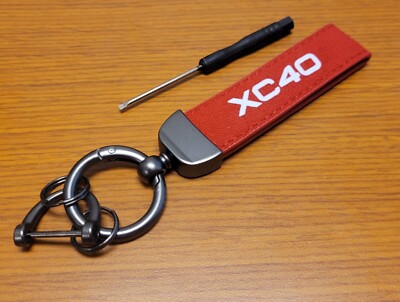 For Volvo XC40 Car Key Chain Auto Keyring Suede Red Accessories Gift | eBay