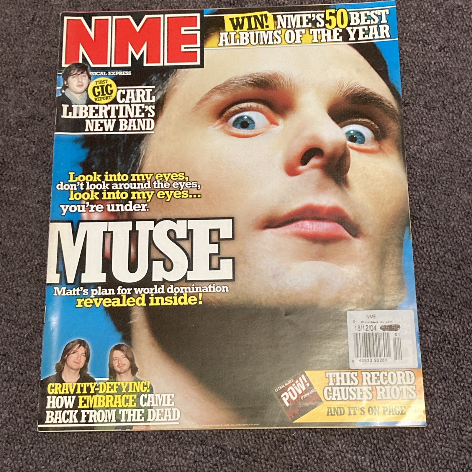 NME 18 December 2004 Muse Embrace The Vines Carl Barat Kate Bush | eBay