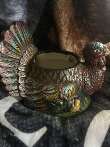 Vintage Ceramic Turkey Planter/Candy Dish 6" Tall Thanksgiving, Great ...