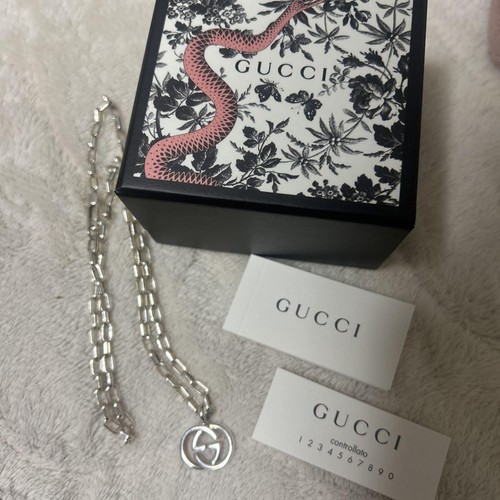 Gucci Silver 926 Logo Pendant Necklace Link Chain Used | eBay