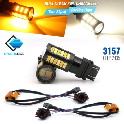2x 3157/4114K Switchback White-Amber 64-LED Error-Free Turn Signal ...