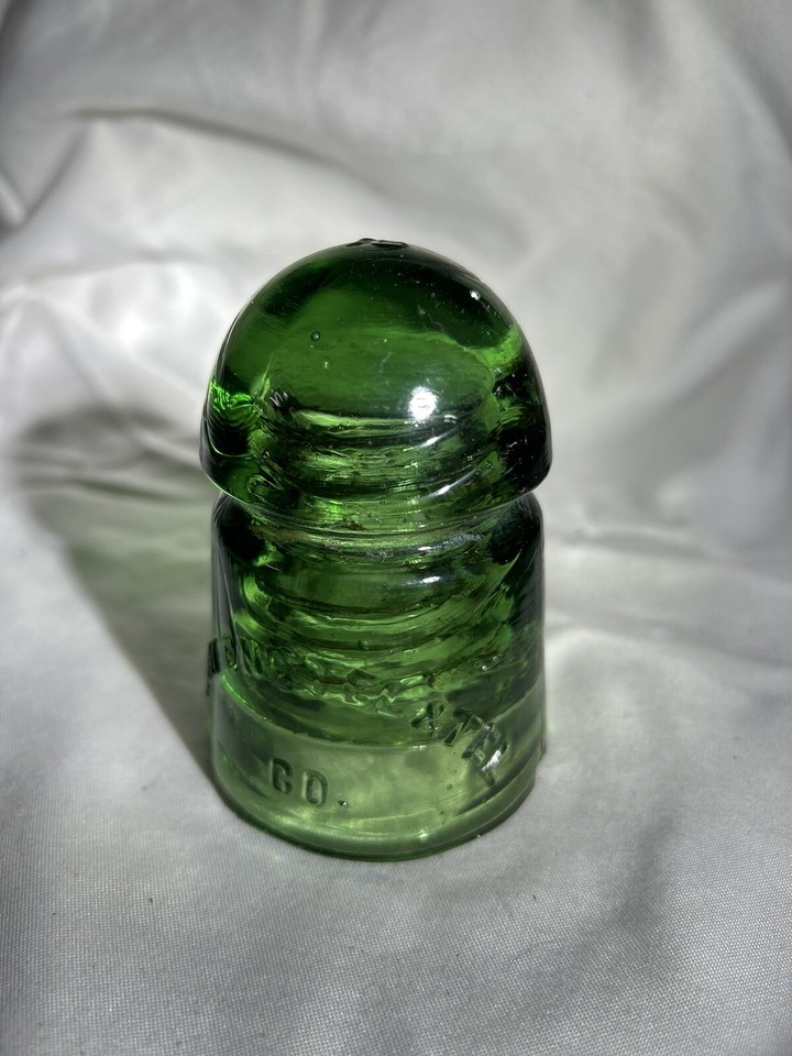 Rare Antique Green Glass Threaded Insulator Made in NY USA | eBay