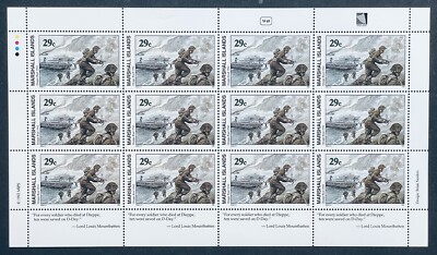 MARSHALL ISLANDS DIEPPE RAID 1942 WWII STAMPS SHEET OF 12 W49 1992 ...