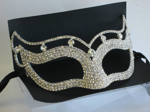 ADULT SILVER RHINESTONE DIAMOND VENETIAN MASQUERADE WEDDING PROM ...