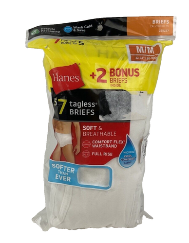 Hanes 7 Pack Mens White 100% Cotton Tagless Comfort Flex Briefs M 32-34 ...