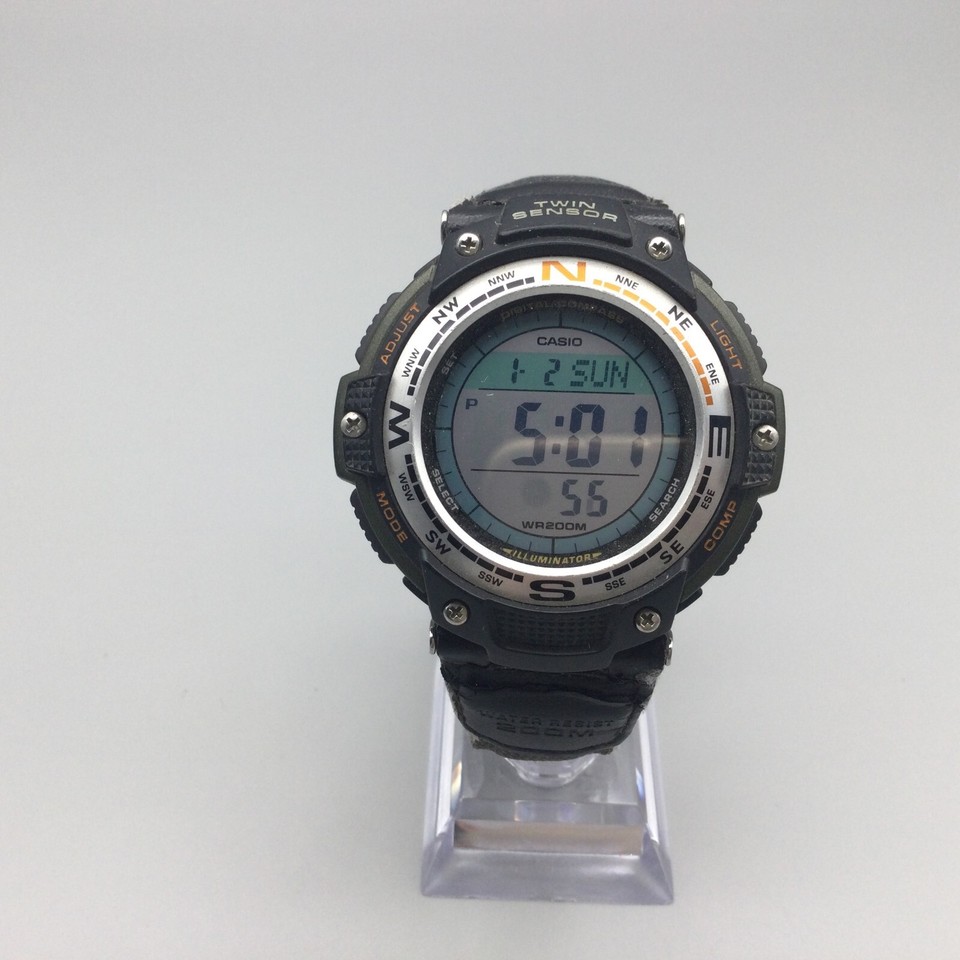Casio Illuminator Watch Men 3157 SGW-100B 48mm Black Green Tone New ...