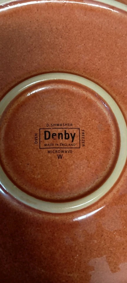 Denby Fire Chili 9" Plate Dark Orange Cream Circle Pattern Stoneware ...